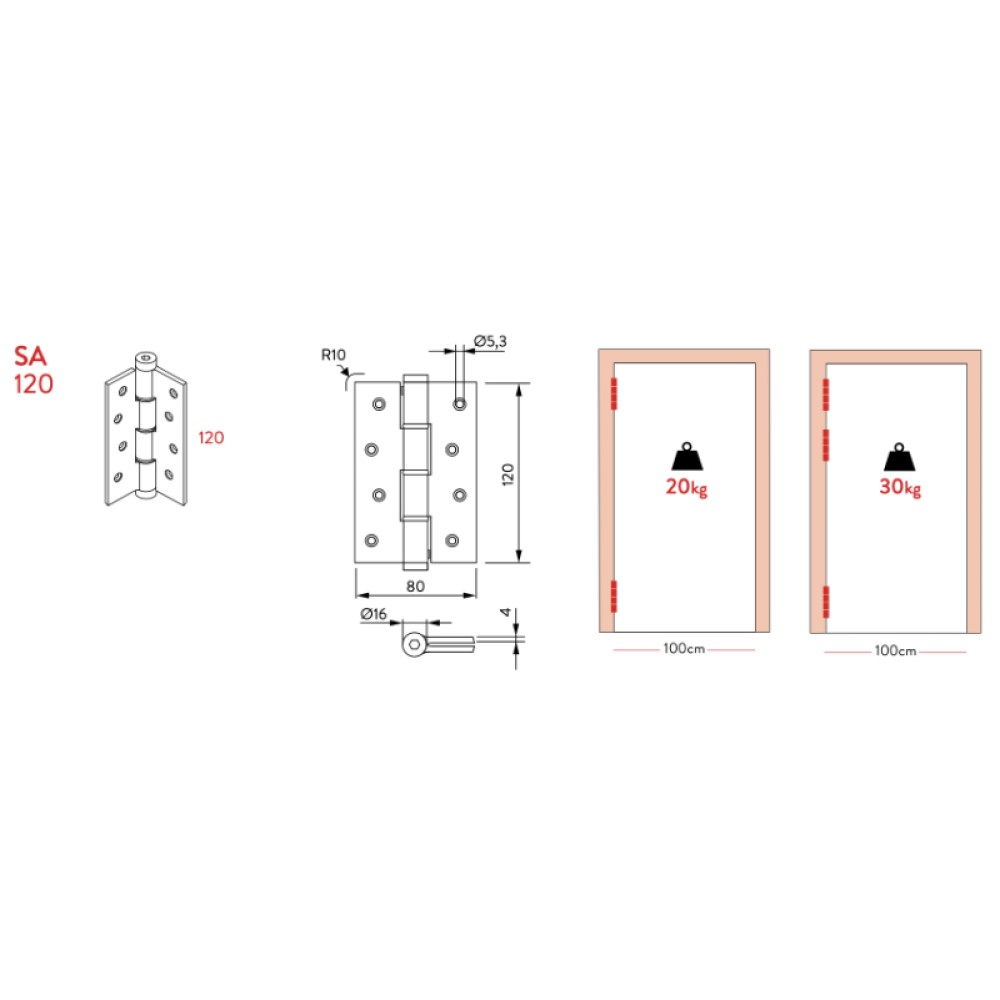 Charnière Simple Action - Justor SA 120